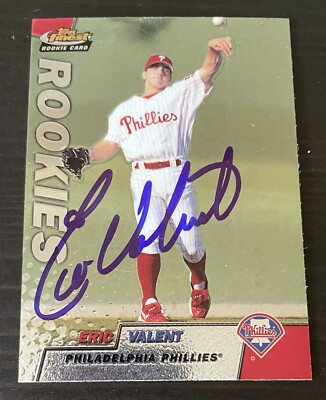1999 Topps Finest #296 Eric Valent Philadelphia Phillies Signed Card ...