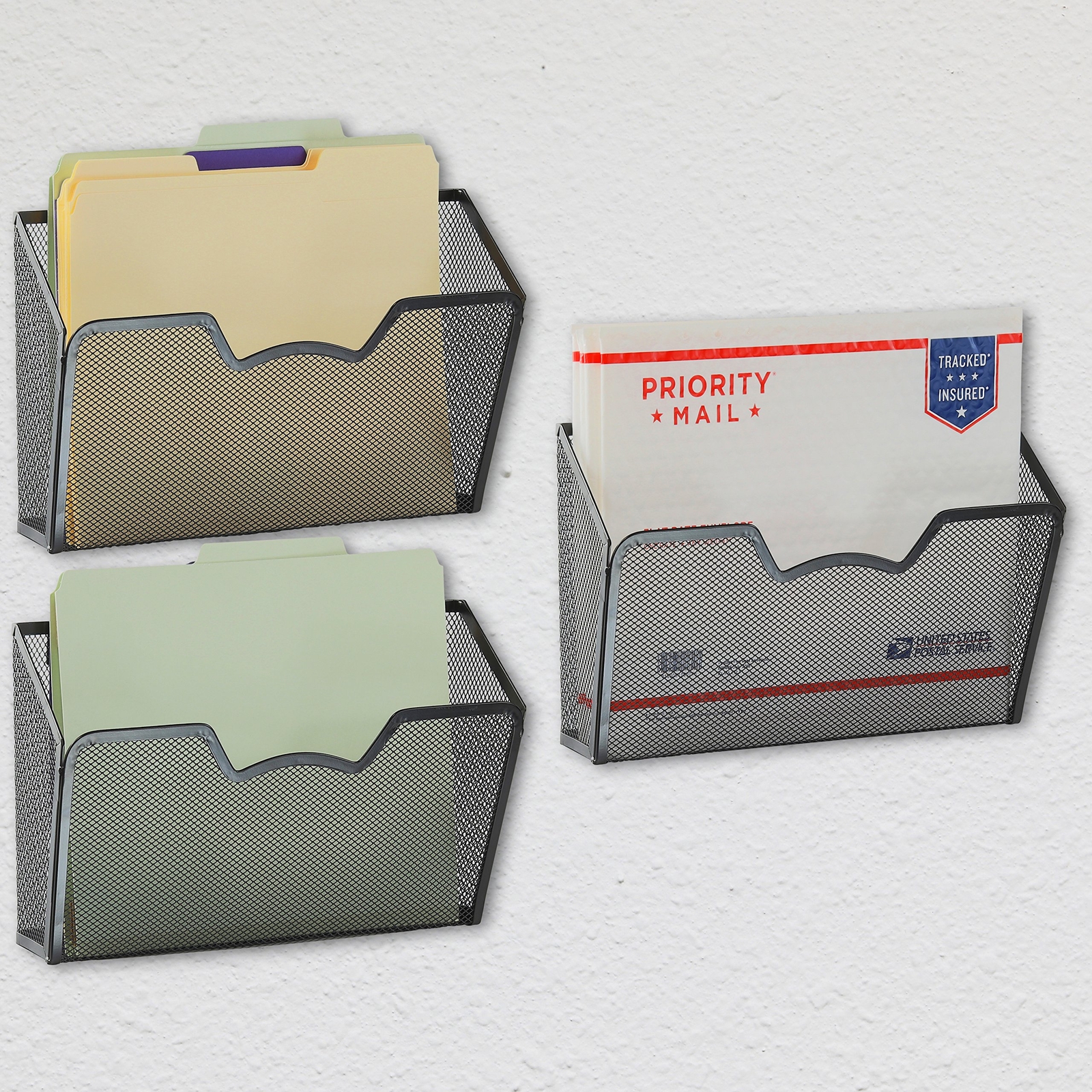 Wall Mount Single Pocket File Organizer Holder, Black - 3 Pack | eBay