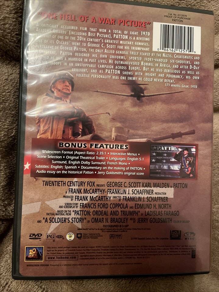 Patton (DVD, 1999, 2-Disc Set) Remastered with Insert 86162125799| eBay