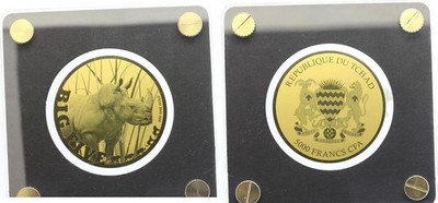 2020 Chad Black Rhinoceros .999 Gold Coin 24K Africa Rhino WWF Wildlife ...