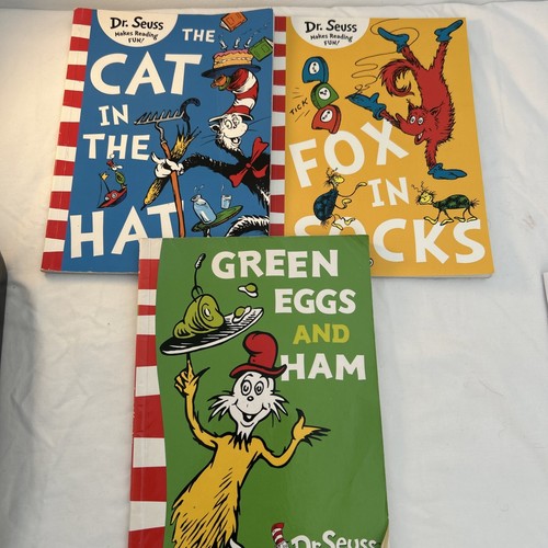 Dr Seuss X3 The Cat In The Hat/Fox In Socks/Green Eggs & Ham PB Green ...