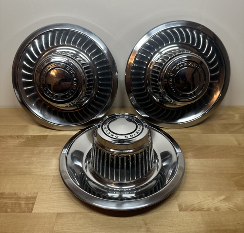1968–1970 Chevy Rally Wheel Hubcaps Set of 3 – 9.5” Chrome Center Caps ...