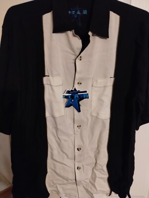 Men Large Blue Star Button Up Shirt New With Tag Bowling Shirt | eBay