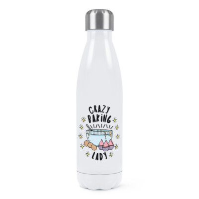 Crazy Baking Lady Stars Double Wall Water Bottle Funny Baker Cake ...