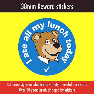 120 Reward Stickers 38mm - I ate all my lunch today - for schools ...
