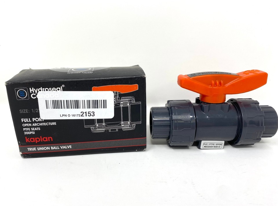 0507.KPES.0050 Kaplan 1/2" PVC True Union Ball Valve with Full Port ...
