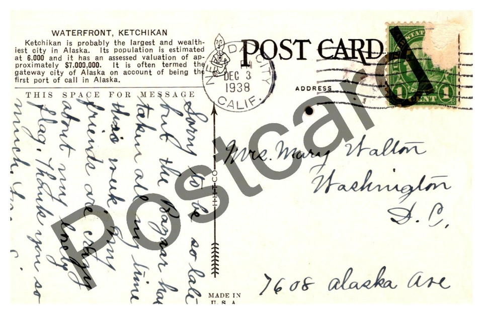 1938 The Water Front, Ketchikan AK, population 6,000 postcard jj026 | eBay