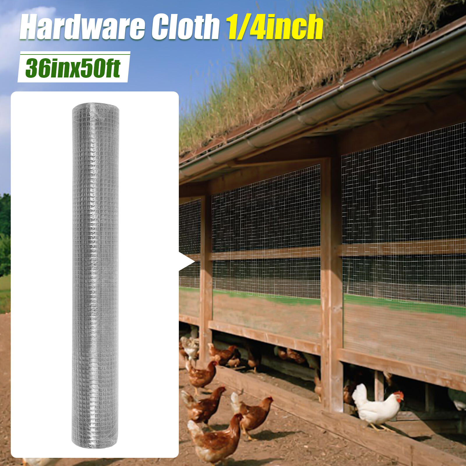 1/4 Inch Hardware Cloth Galvanized Chicken Wire Welded Fence Mesh Roll ...