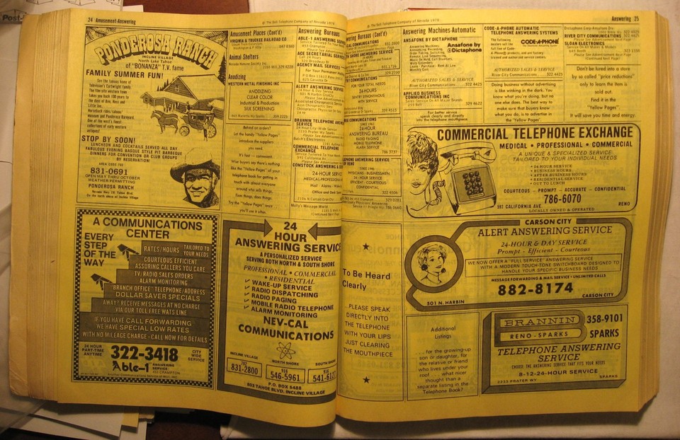 1978-79 Telephone Phone Directory Book; Reno-Sparks & Northern Nevada ...