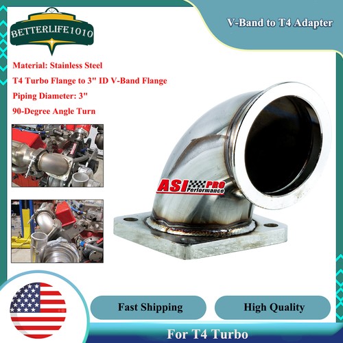 Stainless Steel 90 DEGREE 3" Vband Adapter Flange T4 Turbo V Band V ...