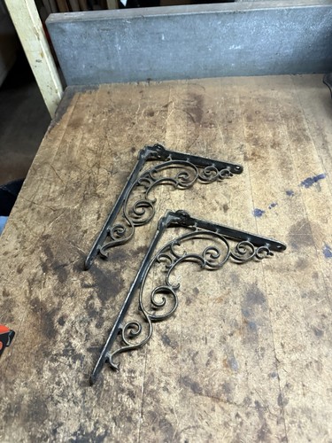 Vintage Old Cast Iron Wall Shelf Brackets Ornate Eastlake Hardware Set ...