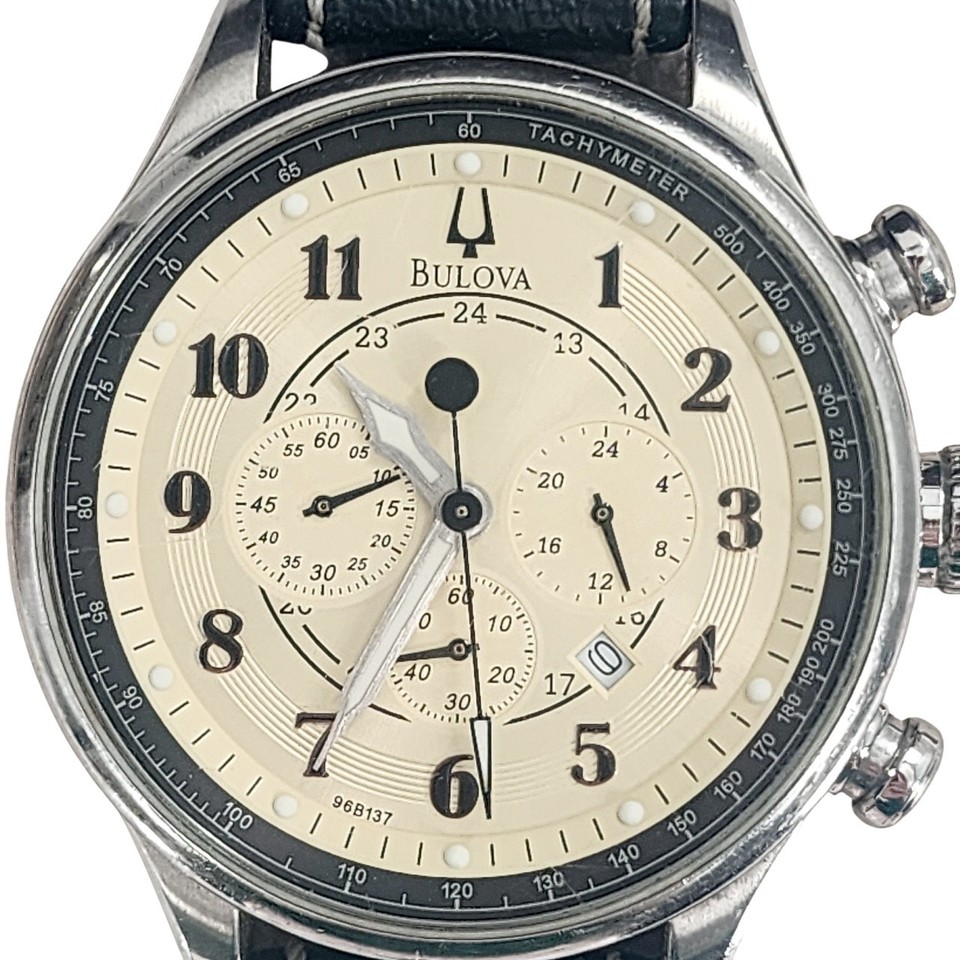 Bulova Men's Quartz Watch Adventurer Black Leather Strap 96B137 | eBay