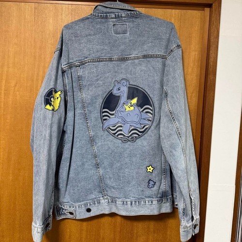 Pokemon Center Worlds Store 2023 Denim Jacket Pikachu & Laplace 2XL ...