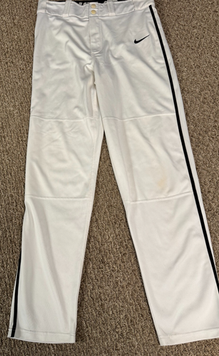 Nike Dri-Fit Swingman Baseball Long Pants White w/ Black Trim Swoosh ...