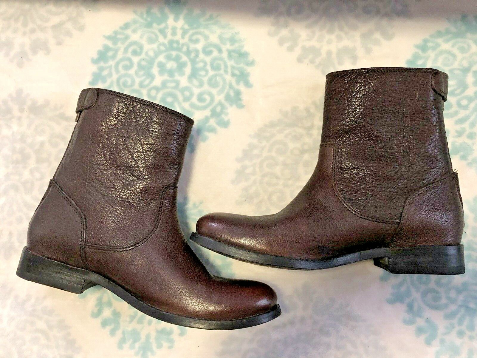 Frye Melissa 76502 Brown Leather Ankle Short Boots Zi… - Gem