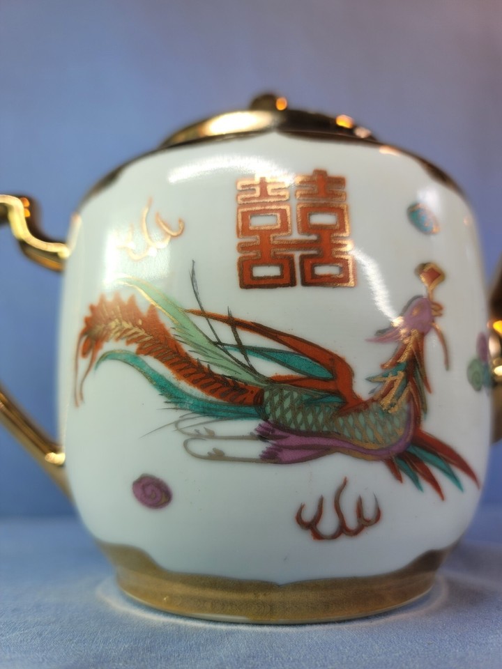 Chinese Teapot Gold Gilt Dragon Phoenix Porcelain Vintage Pot | eBay
