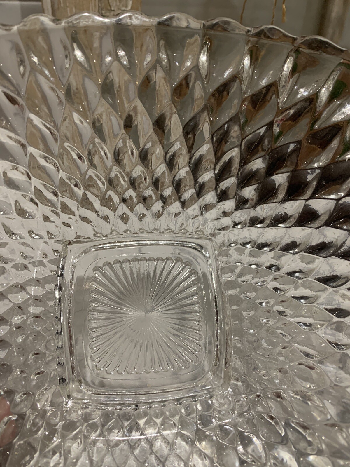 1966 Indiana Glass Diamond Point Square Service Candy Bowl | eBay