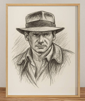 INDIANA JONES DRAWING PRINT PORTRAIT SKETCH 8" x 10" PRINT WALL ART ...