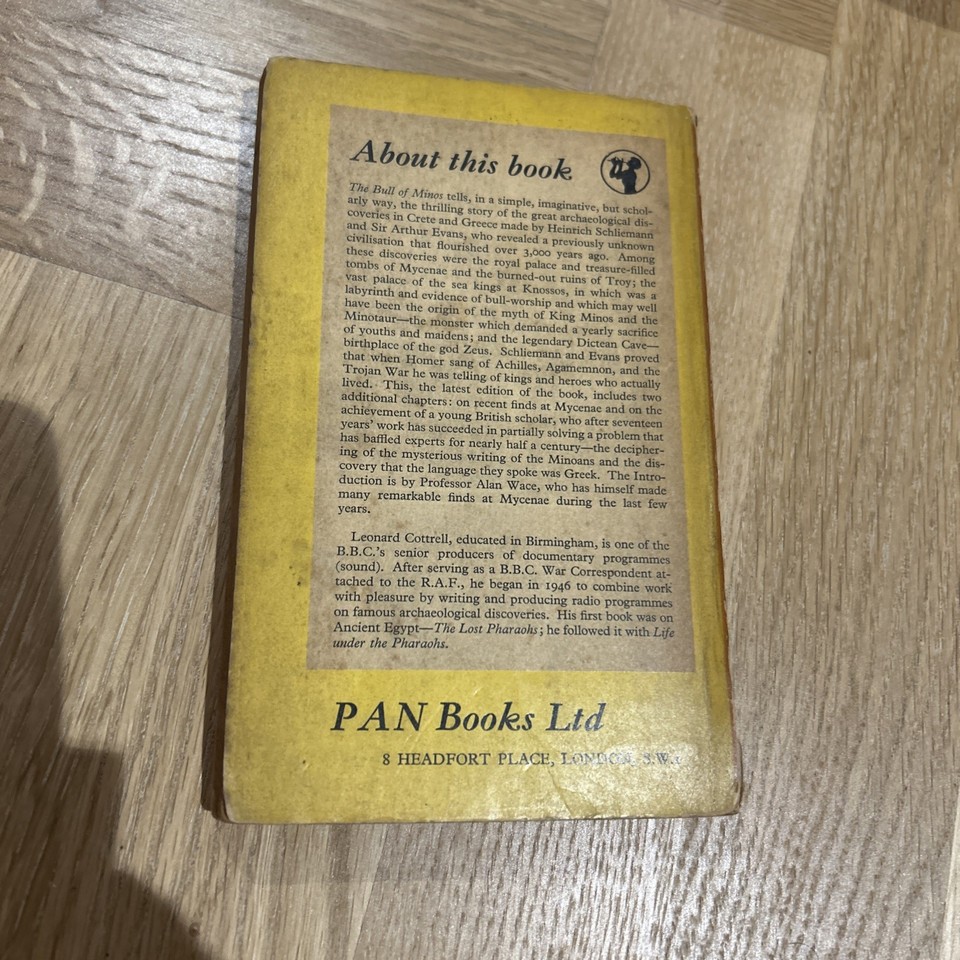 THE BULL OF MINOS Leonard Cottrell - Pan Paperback 1953 Crete Greece ...
