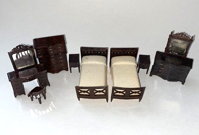 Vintage Renwal Dollhouse Bedroom Furniture Set ~ Lot Of 8 Bed Vanity ...