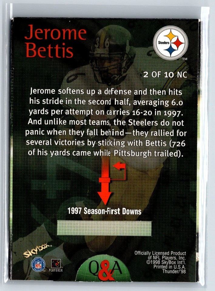 1998 SkyBox Thunder Number Crushers #2NC Jerome Bettis | eBay