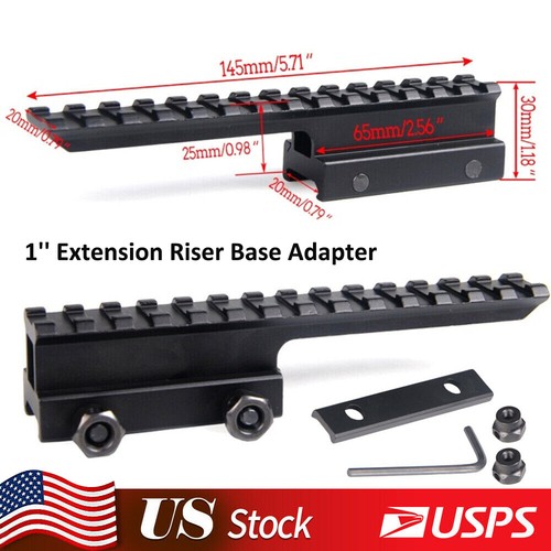 Tactical 1'' Extension Riser Base Adapter Scope Mount for 20mm ...