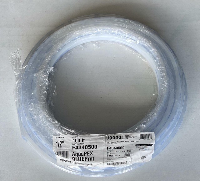 UPONOR 1/2" AquaPEX White Blue Print 100' Coil F4340500 for sale online ...