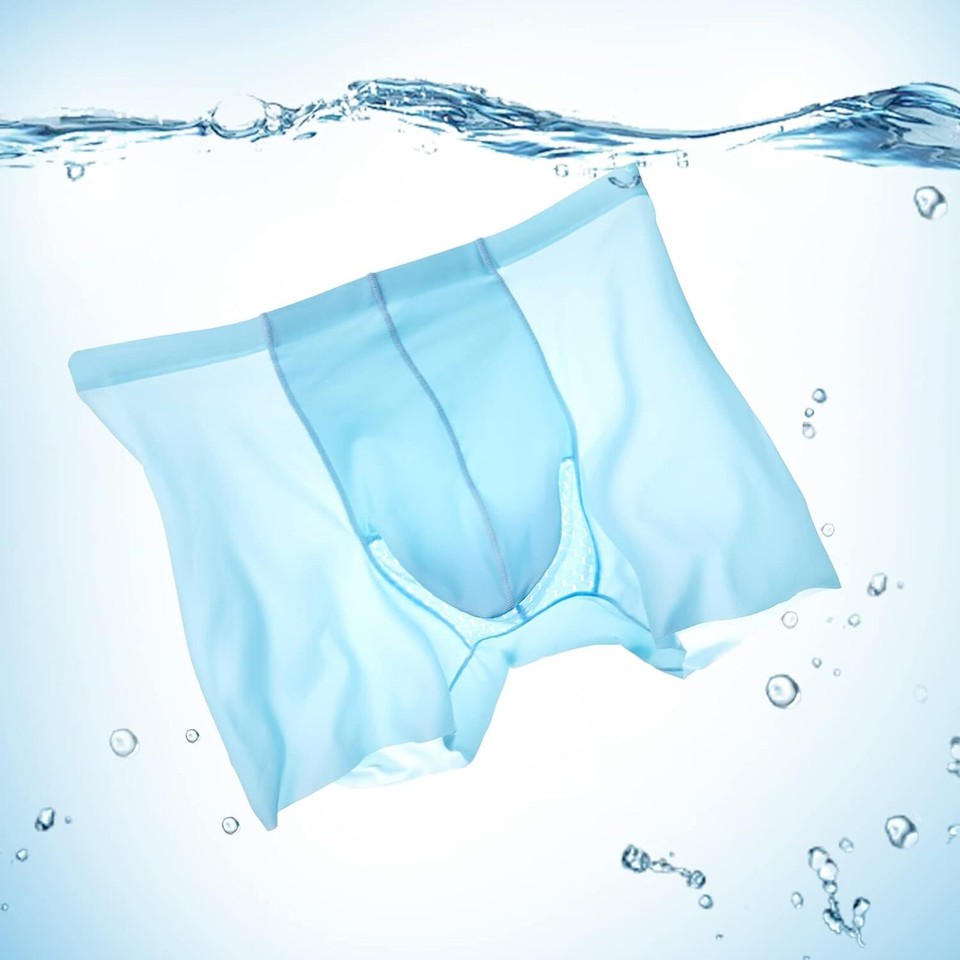 Evankin Mens Ice Silk Underwear with Bulge Pouch Breathable Cool Boxer ...