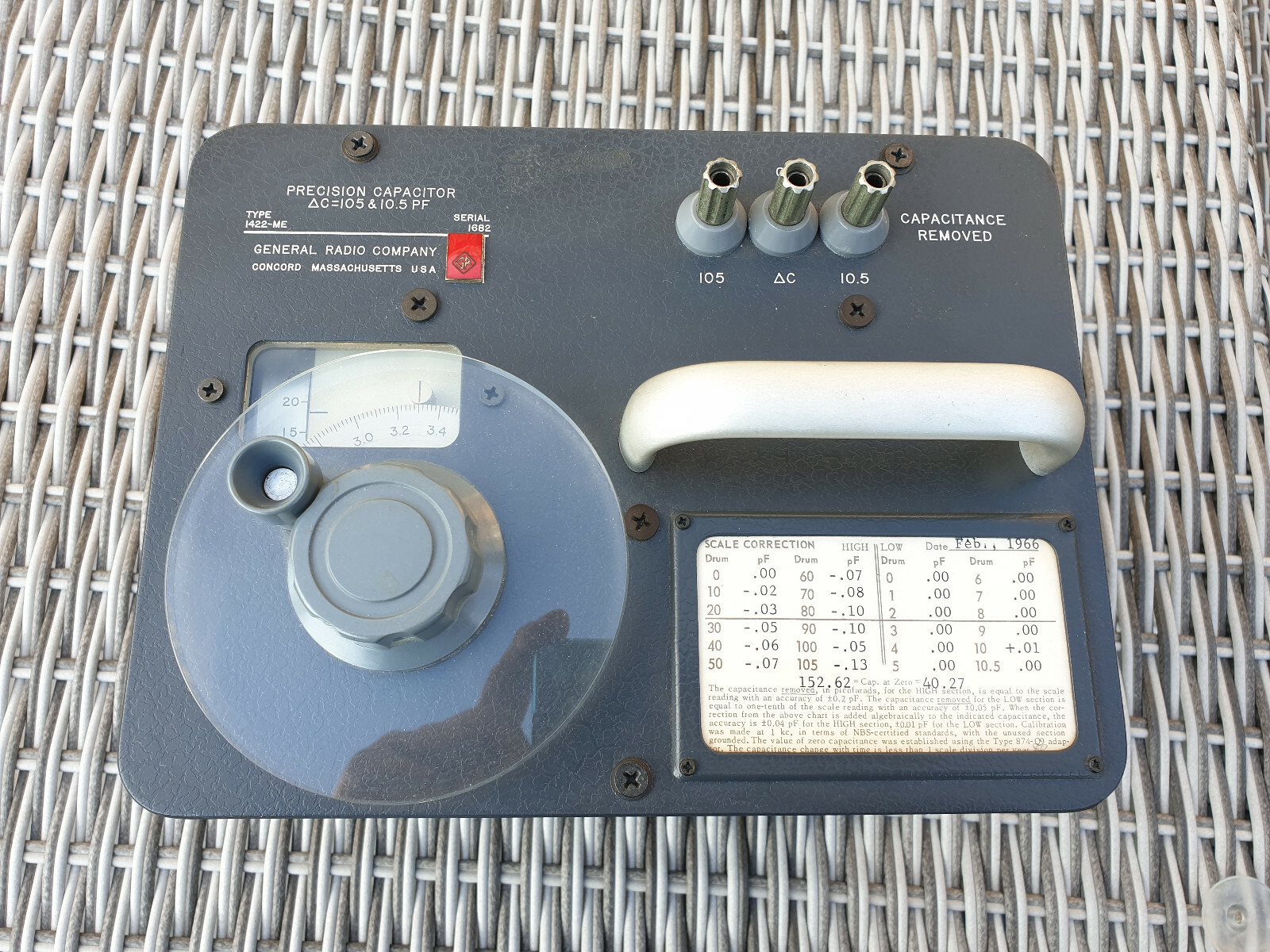 General Radio Company GenRad Type: 1422 ME Precision Capacitor 105 & 10 ...