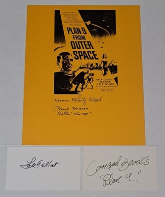 Plan 9 From Outer Space Cast Autograph Lot (Paul Marco, Conrad Brooks ...