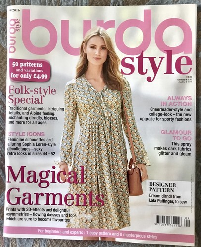 BURDA Style Magazine Sept 2016 Evening Peasant Wear Plus SZ Pattern ...