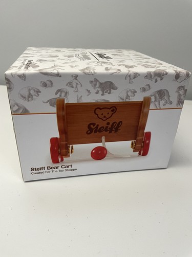 Steiff Wooden Bear Cart Pull Cord Red & Wood Accents Logo LE The Toy ...