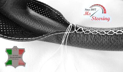 FOR PORSCHE CAYENNE 17-19 BLACK PERF LEATHER STEERING WHEEL COVER WHITE ...