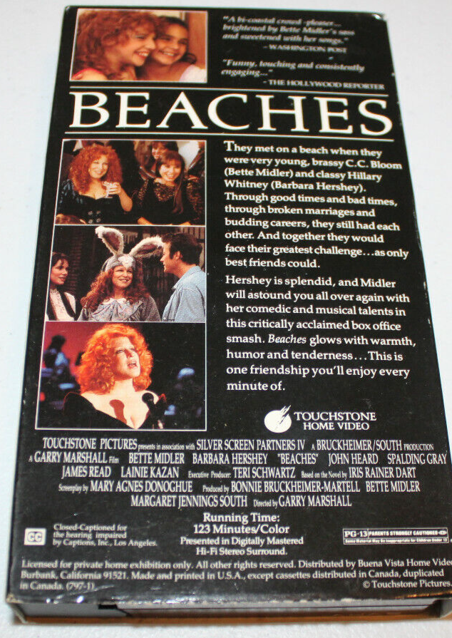 Beaches (VHS 1988) Bette Midler, Barbara Hershey, John Heard, Barbara ...
