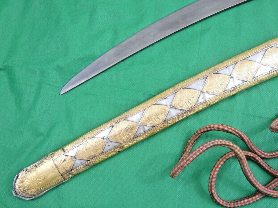 22K GOLD MOUNTED ANTIQUE ARAB SAIF SHAMSHIR SWORD DAMASCUS WOOTZ BLADE ...