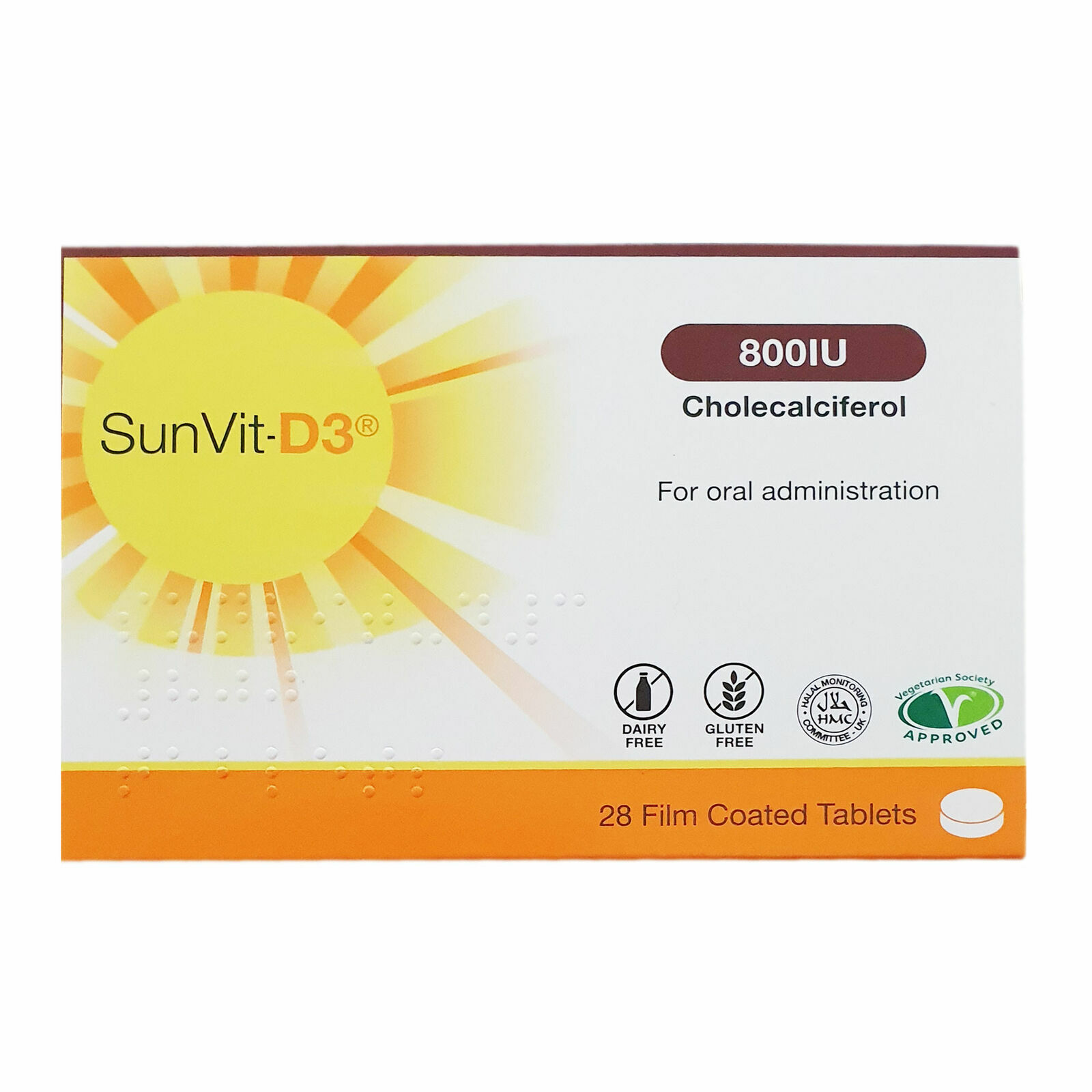 SunVit Vitamin D3 Vegetarian Society HMC Halal Approved - 28 Tablets ...