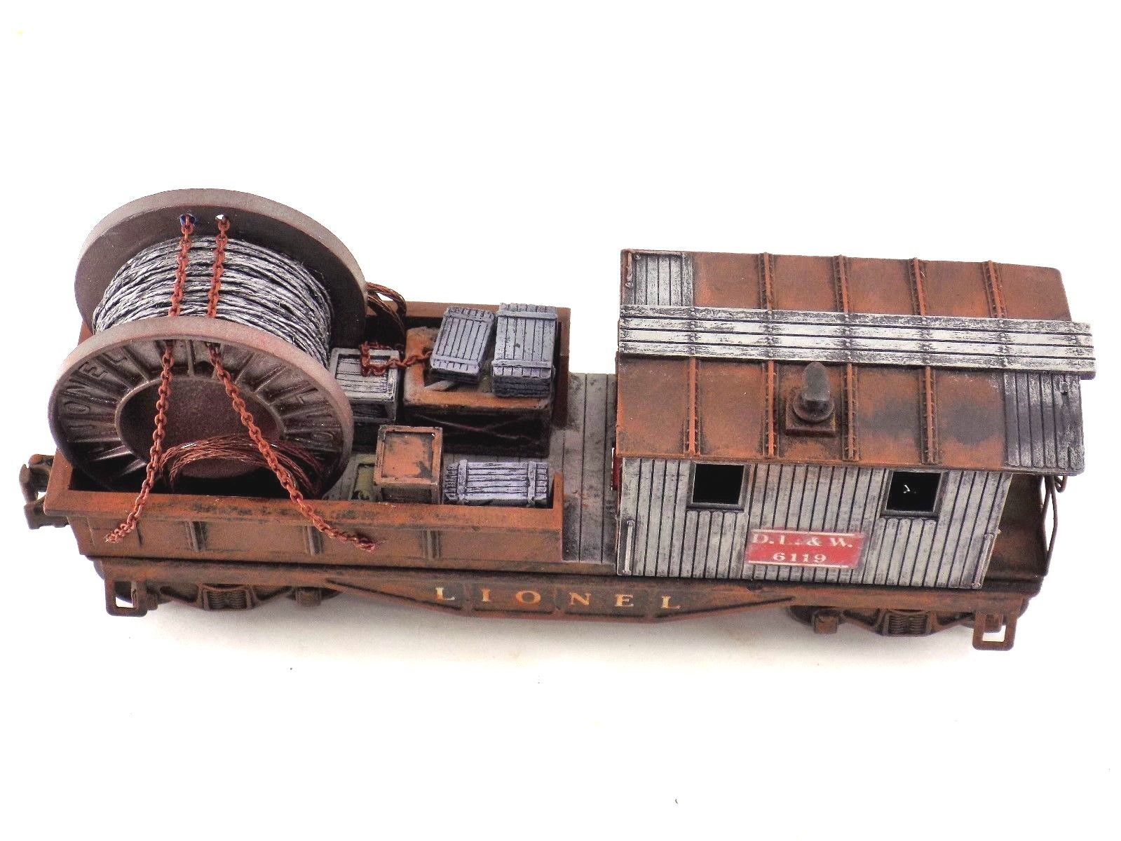 O LIONEL FLAT CAR WORK CAR CABOOSE CUSTOM LOAD PARTS LOCOMOTIVE BOX ...