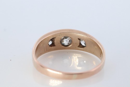 Antique 14k Triple Diamond signet ring. Gypsy Diamond bezel set into ...