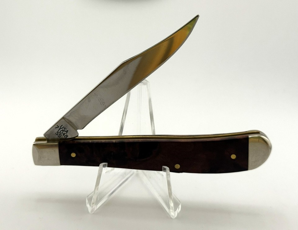 Case XX 2022 Maple Burl Wood Slimline Trapper Stainless 64063 Pocket ...