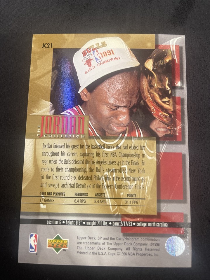 1996 Upper Deck Michael Jordan Collection #JC21 Jumbo 3x5 Chicago Bulls ...