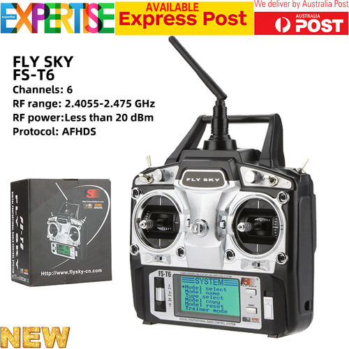 Flysky FS-T6-R6B 2.4GHz 6CH Radio Transmitter Receiver RC System ...