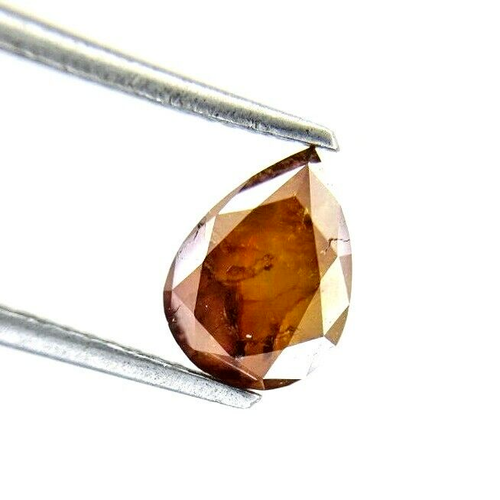 RUSTIC NATURAL DIAMOND 1.70TCW ORANGE RED PEAR MODIFIED BRILLIANT CUT ...