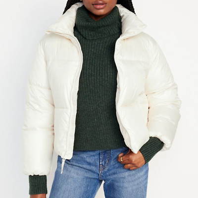 Old Navy Womens Quilted Puffer Jacket Zip-up Cream Plus Size 2X | eBay