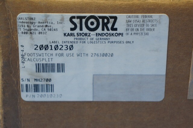 20010230 Karl Storz One-pedal Footswitch for Use With 27630020 ...