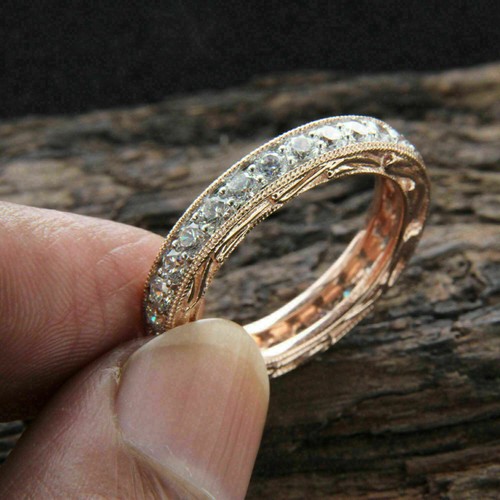 2 Ct Cubic Zirconia & Sapphire Engagement Half Channel Set Ring 925 ...