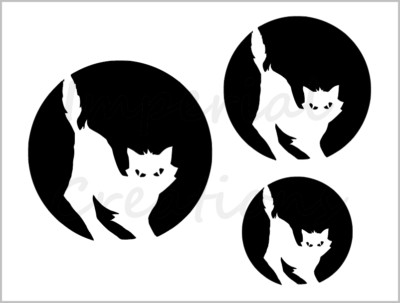 Full Moon Cat Stencil 3 Sizes Halloween Cookie 8.5" x 11" Reusable ...
