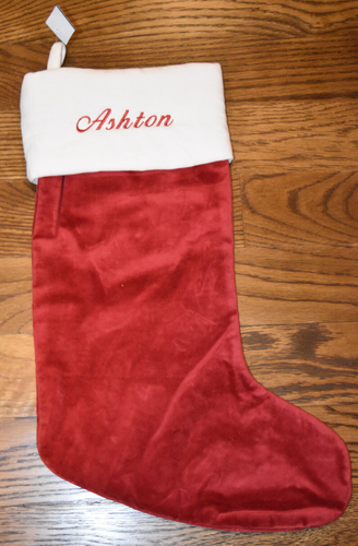 Pottery Barn Classic Velvet Stocking Red Monogram Ashton NEW NWT Medium ...