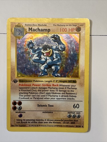 Machamp - 1st Ed - Base Set Shadowless 8/102 - Holo Rare TCG - Pokemon ...