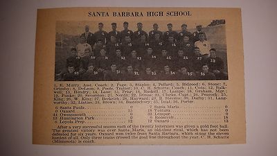 Santa Barbara High School & Santa Monica California 1928 Football Team ...