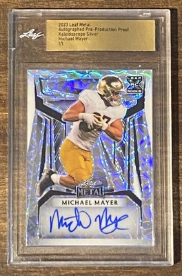 ‼️2023 LEAF METAL MICHAEL MAYER AUTO RC TRUE #1/1 SLAB NOTRE DAME ...